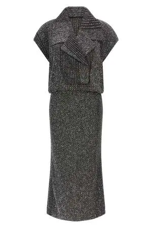 Missoni Zig-zag Metallic Knit Midi Dress - Gray