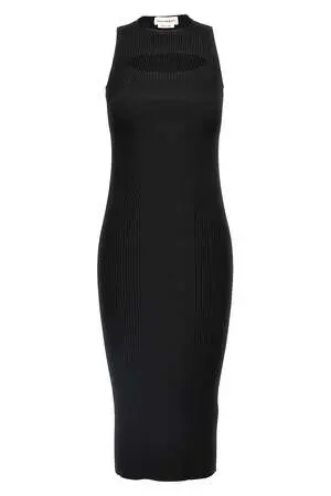 Alexander McQueen Slashed Knit' Midi Dress - Black