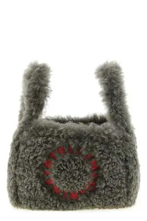 Stella McCartney Stella Logo Shearling Shoulder Bag - Gray