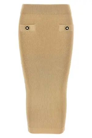 Balmain Skirt 'ribbed Knit Midi - Beige
