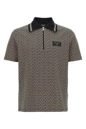 Balmain Polo Shirt With Half-zip Closure - White/black