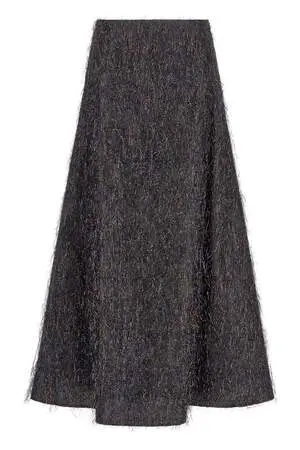 Peserico Skirt With Metallized Fringed Texture - Blue