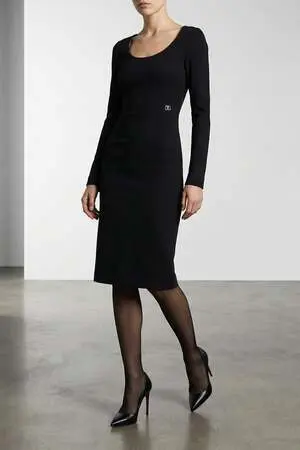 Dolce & Gabbana Midi Dress With Logo Plaque