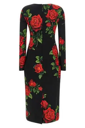 Dolce & Gabbana Rose Print Midi Dress