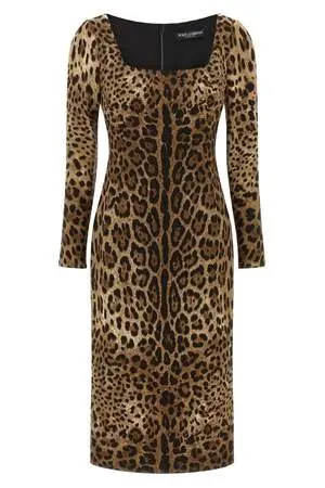 Dolce & Gabbana Midi Dress With Square Neckline - Brown
