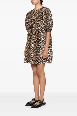 GANNI Dress 'printed Cotton Tie String Mini Dress