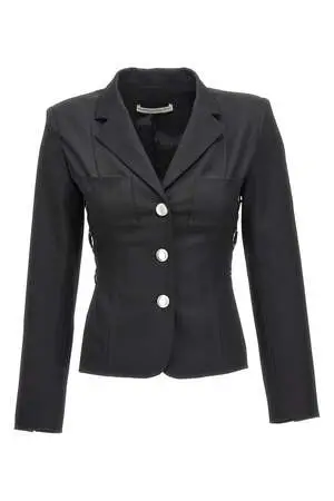 Alessandra Rich Single-breasted Lace-up' Blazer - Black