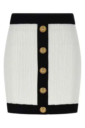 Balmain Mini Skirt 'buttoned Knit Short Skirt