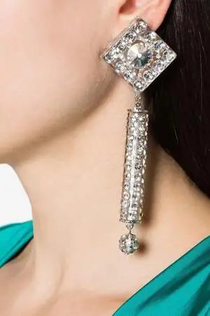 Alessandra Rich Crystal With Pendant' Earrings - Silver