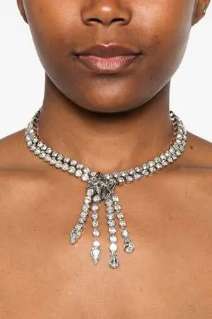 Alessandra Rich Necklace 'crystal Necklace With Bow And Fringes