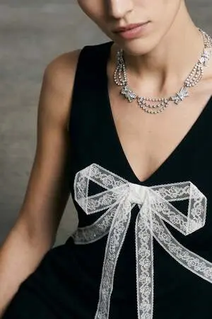 Alessandra Rich Crystal Bow Choker Necklace
