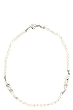 Alessandra Rich Necklace With Crystal Rondelles - White