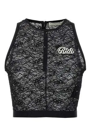Alessandra Rich Top Crop 'stretch Lace