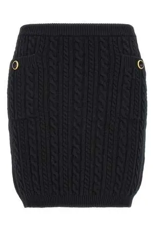 Alessandra Rich Jewel Button' Mini Skirt - Black