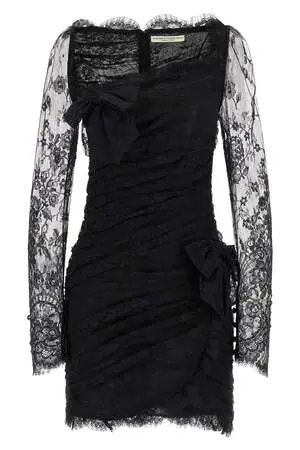 Alessandra Rich Dress 'lace Draped Mini Dress With Bows