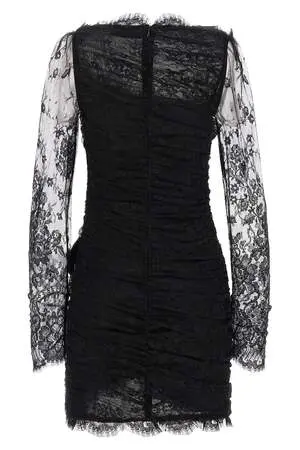 Alessandra Rich Dress 'lace Draped Mini Dress With Bows