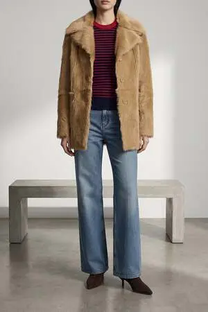 AMI Paris Long-hair Goat Leather Coat