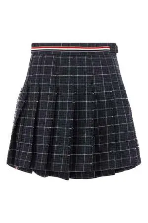 Thom Browne Pleated Tweed Skirt With 'rwb' Detail