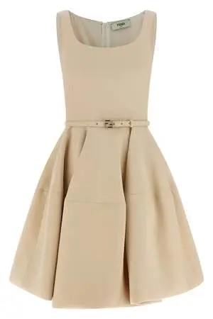 Fendi Flared Dress With Ff Belt - Pink
