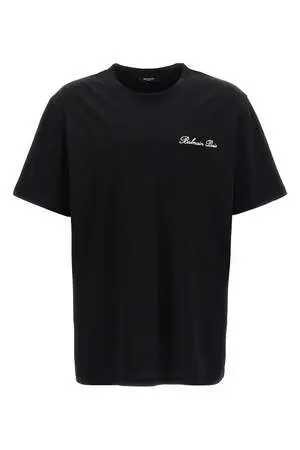 Balmain T-shirt With Cursive Logo - White/black