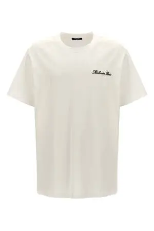 Balmain T-shirt With Cursive Logo - White/black