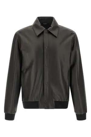 Fendi Leather Blouson With Embroidered Macro Logo