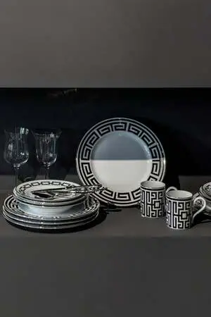 GINORI 1735 Soup Plate 'labirinto Nero 24.5 Cm