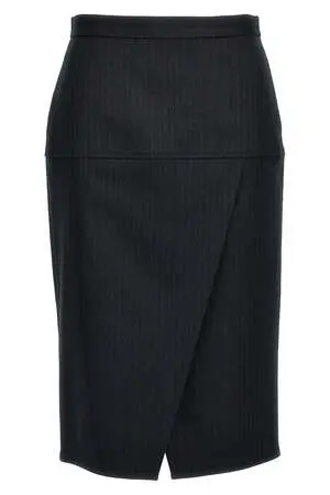 Fendi Pinstriped Wool' Skirt - Gray