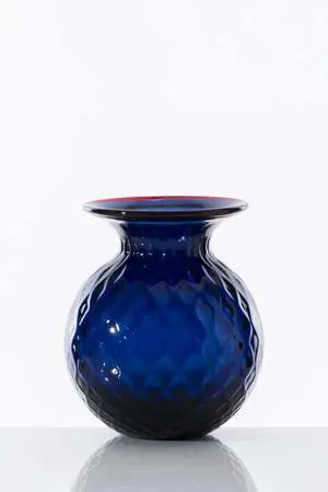 VENINI Sapphire Murano Glass Balloton Fiori Vase
