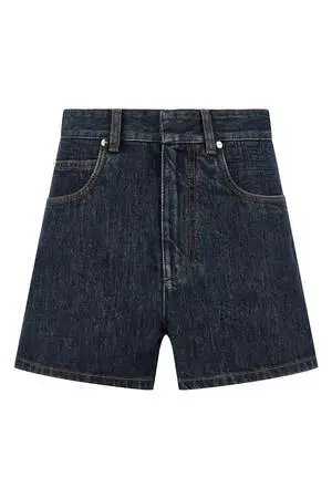 Fendi Denim Shorts With Embossed Ff Pattern