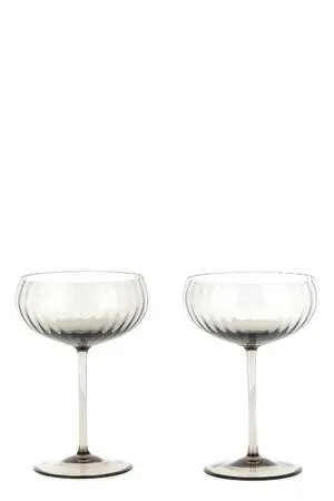 VENINI Bollicine Coupes Ribbed Glass Texture - Gray