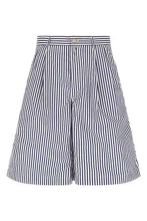 Comme Des Garçons Striped Cotton Bermuda Shorts - Blue