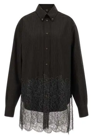 Fendi Shirt 'wool With Lace - Brown