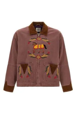 FOUND Embroidered Canvas Jacket - Pink