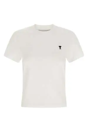 AMI Paris Cropped T-shirt With De Coeur Embroidery