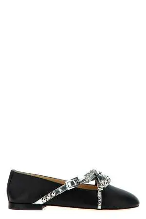 Mach & Mach Crystal Studs' Ballet Flats - Black