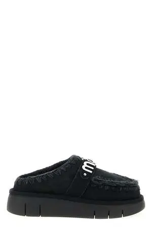 Mou Sabot With Metallic Logo - Black