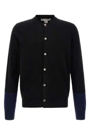 Comme Des Garçons Color-block Wool Cardigan - Black