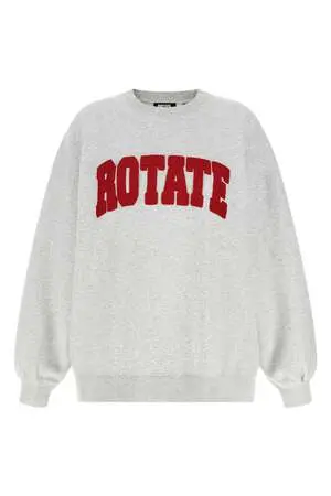 ROTATE BY BIRGER CHRISTENSEN Oversized Sweatshirt With Textured Red Logo - Gray