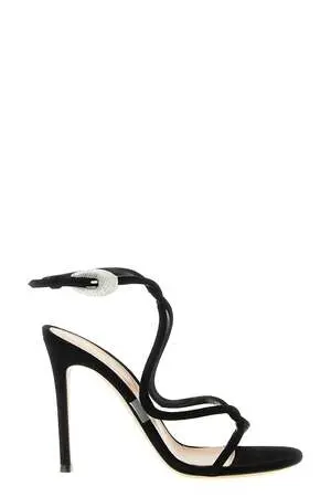 GIANVITO ROSSI Sandal With Crystal Buckle - Black