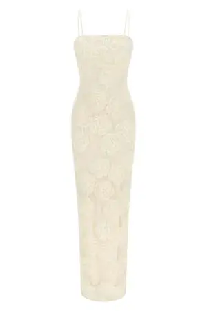 ROTATE BY BIRGER CHRISTENSEN Flower Mesh Tube Dress - White