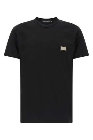 Dolce & Gabbana T-shirt With Metal Logo Plaque - Black