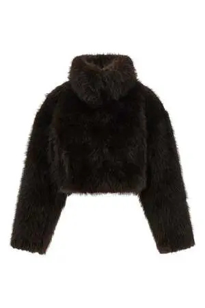 ROTATE BY BIRGER CHRISTENSEN Faux Fur Cropped Jacket - Brown