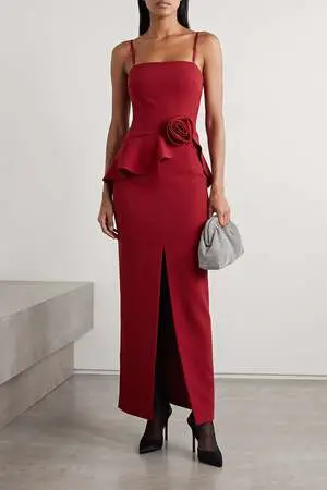 ROTATE BY BIRGER CHRISTENSEN Sculptural Gown With 3d Floral Appliqu