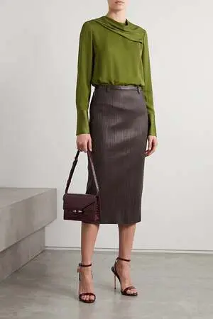 TOM FORD 3d Ribbed Leather Skirt