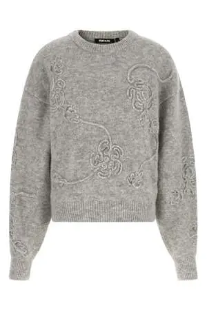 ROTATE BY BIRGER CHRISTENSEN Sweater With 3d Floral Appliqués - Gray