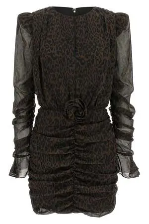 ROTATE BY BIRGER CHRISTENSEN Animalier Mini Dress - Brown