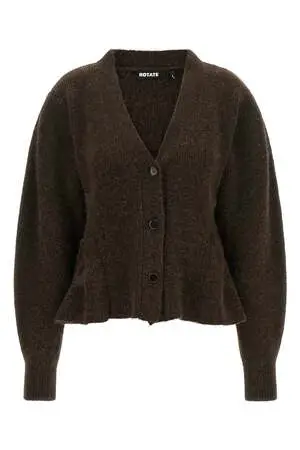 ROTATE BY BIRGER CHRISTENSEN Cardigan With Peplum Hem - Brown