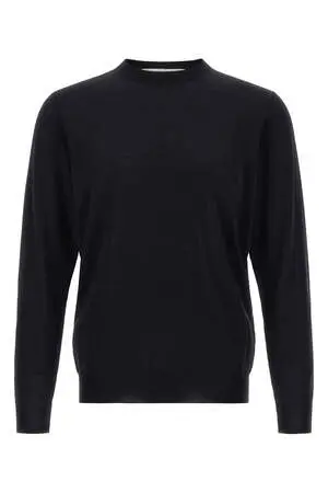 LARMERI STUDIO Virgin Wool Crew Neck Sweater - Blue