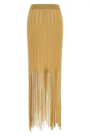 Balmain Midi Skirt With Fringed Hem